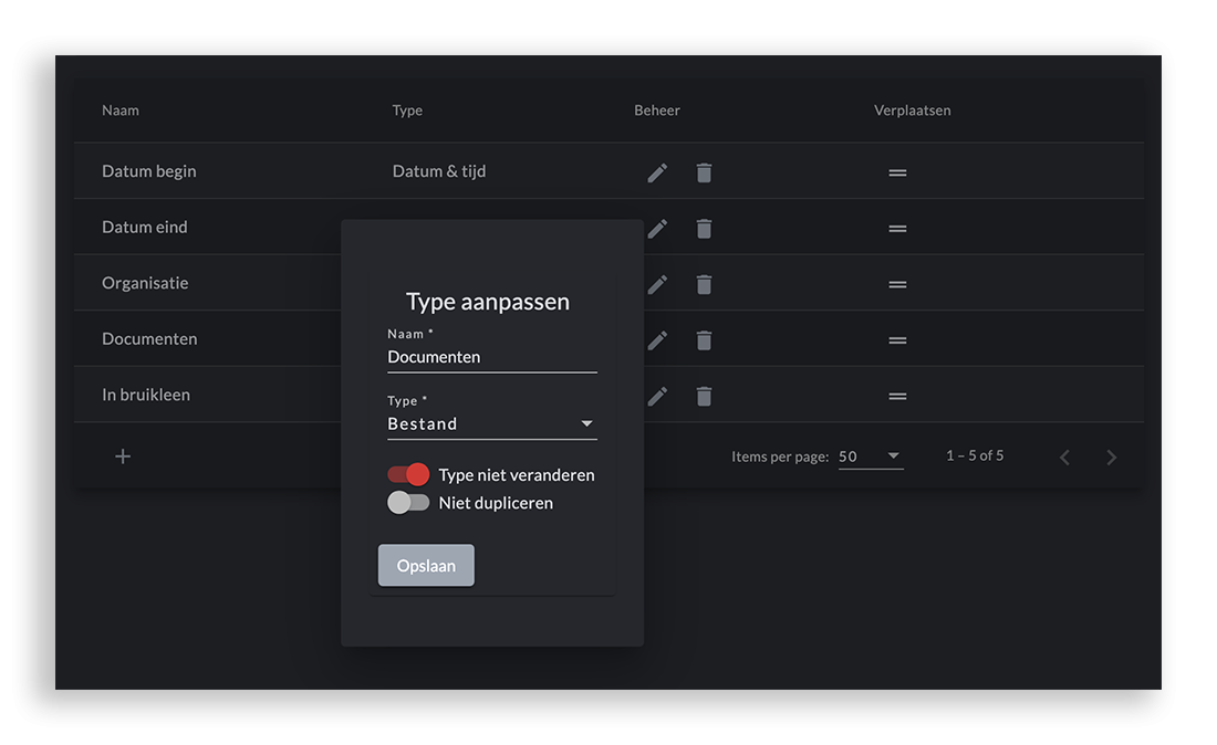 KLEKSI - Features - Manage fields